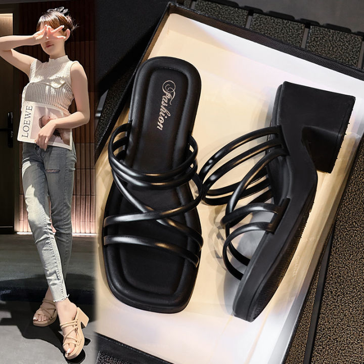 Korean fashion high heels anti sleep sandals for women 2137-2 | Lazada PH