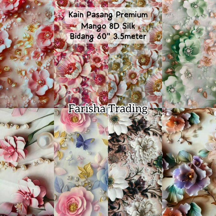 Kain Pasang Premium Mango 8D Silk Bidang 60" 3.5meter | Lazada