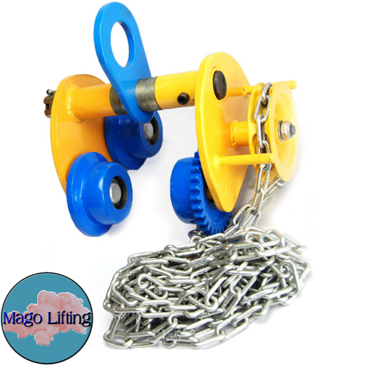 HOT SELL GEARED TROLLEY MANUAL DRIVING ENCLOESED BEARING TROLLEY WITH ...