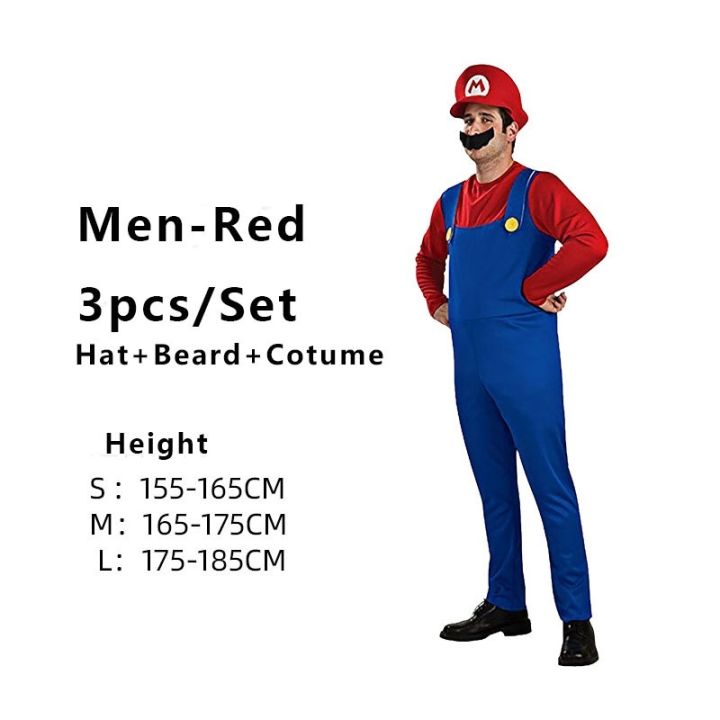 Super Mario Bros Cosplay Suit for Mario Maurer Kids and Adult Boy Girl ...