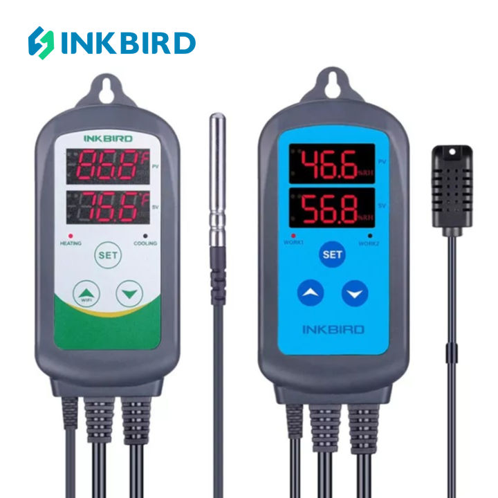 Inkbird US Plug 110V~240V Temperature Thermostats ITC-308 + Humidity Controller Humidistats IHC ...
