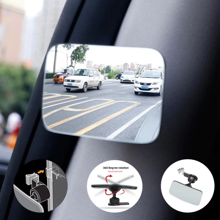 HD Glass Rimless Convex Rearview Mirror 360 Degree Adjustable ...