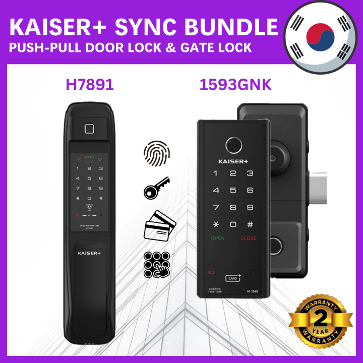 Kaiser+ Sync Bundle Push Pull Digital Lock and HDB Gate Lock Smart Lock ...