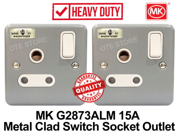 MK G2873 ALM 15A 1 Gang Metal Clad Switch Socket Outlet MK 15A Single ...