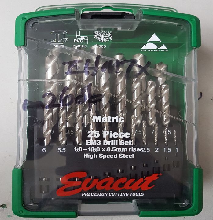 evacut 25 pc set drill press pressure bit tool box screw power wood ...