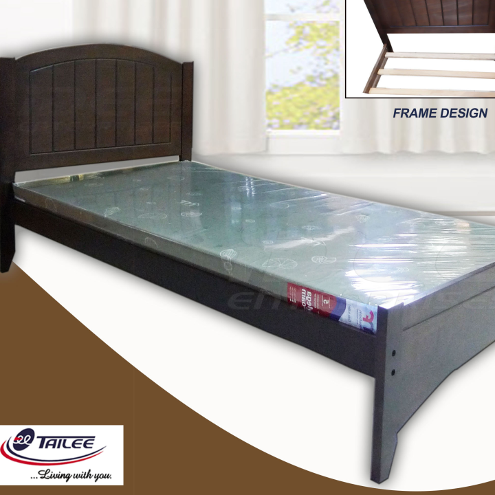 Tailee Rita Malaysian Solid Rubber Wood Bed Frame (Cappuccino) | Lazada PH