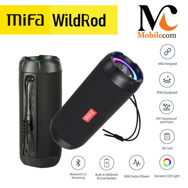 Mifa WildRod ลำโพงบลูทูธแบบพกพา บลูทูธ5.3 สตรีมมิ่ง,IP67กันน้ำและกัน ...