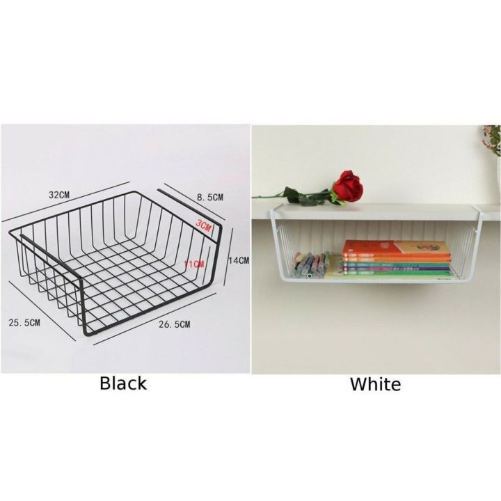 Under Shelf Table Storage Basket Rack Desk Wire Cabinet Hanging Rack ...