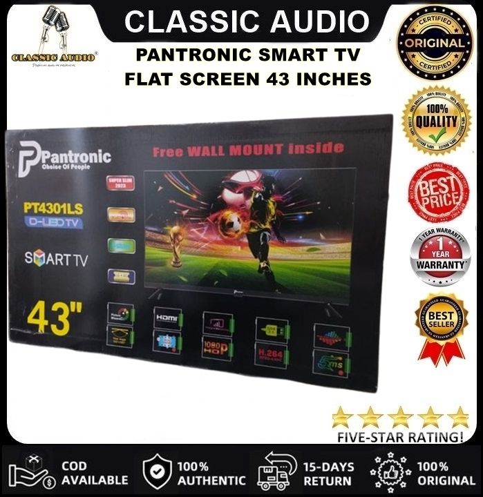 PANTRONIC SMART TV FLAT SCREEN 43 INCHES BY CLASSIC AUDIO (ORIGINAL ...