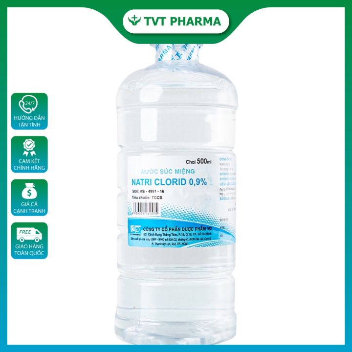 Dung dịch Nacl 0,9% Natri clorid nước muối súc miệng 3/2 (chai 500m ...