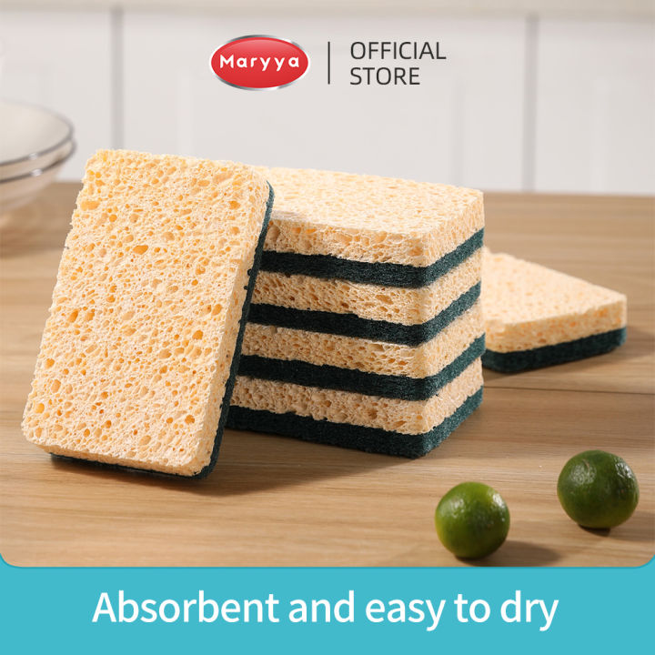 Maryya ฟองน้ำล้างจานทำความสะอาดครัวสองด้านเช็ด 5 แพ็ค | Lazada.co.th