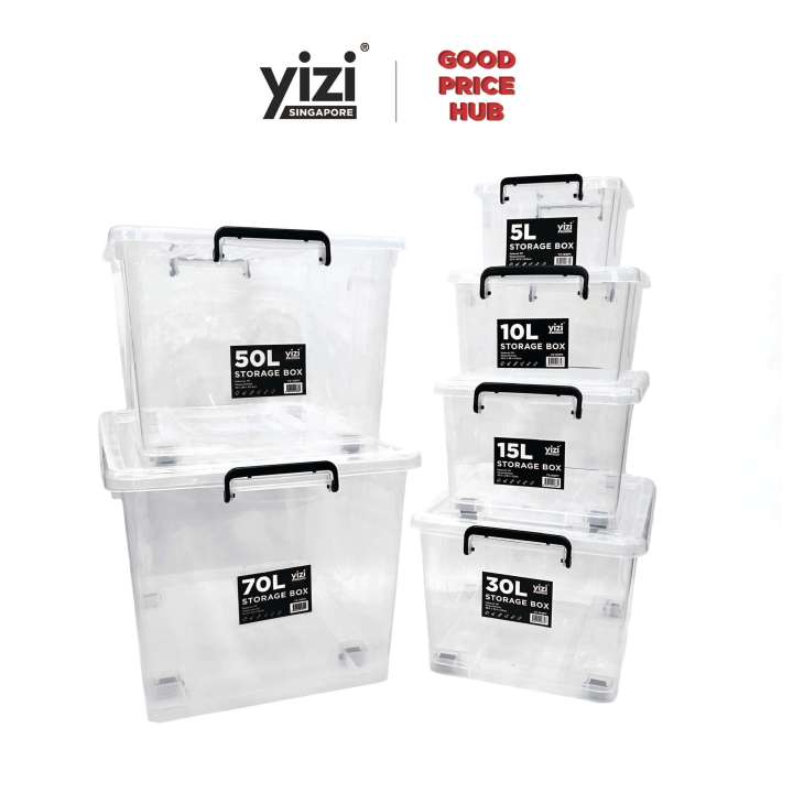 YIZI Transparent Stackable Storage Box with Wheels [ 5L to 70L ...