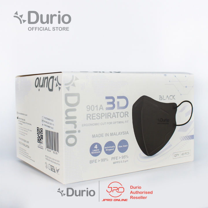 Durio 901A 4 Layers Structure 3D Respirator (Black) - 40pcs | Lazada