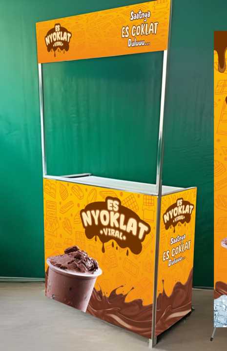 Asli Booth Portable Gerobak tanpa X-Banner Booth Event Desk Bongkar ...