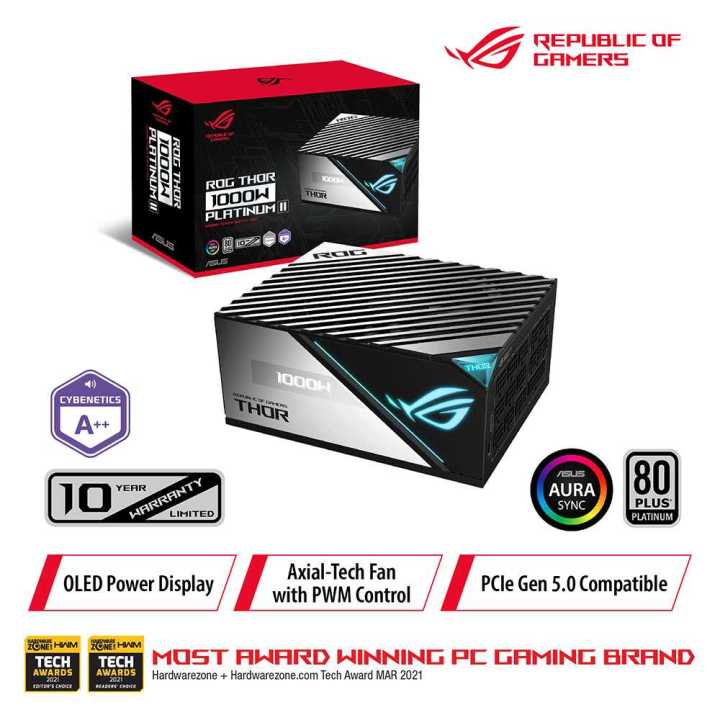 ROG Thor 1000W Platinum II 1000 Watt, Fully Modular Power Supply - 80 ...