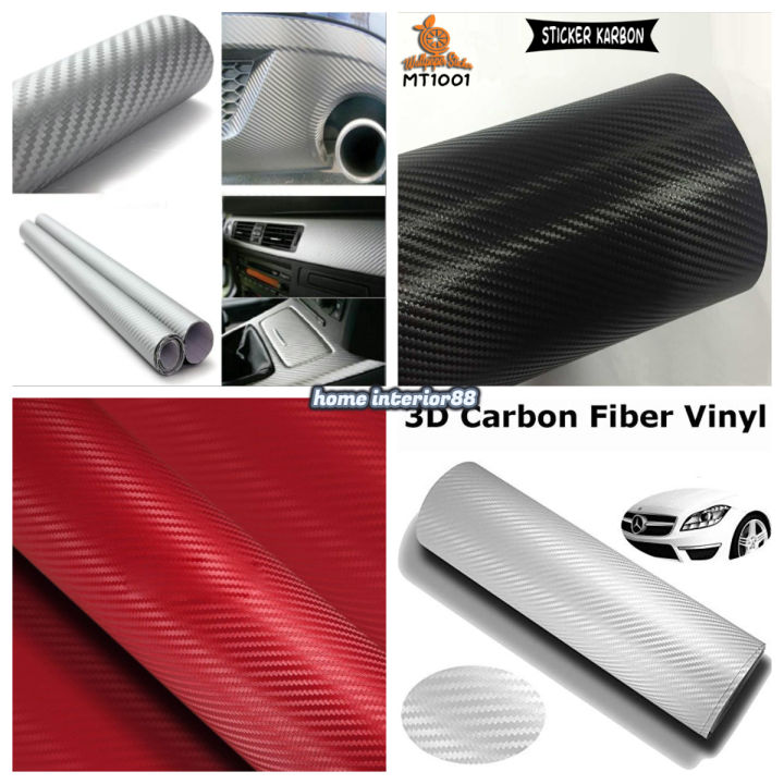 Stiker karbon Fiber Orange Film Aksesoris Mobil Motor Serat Karbon ...