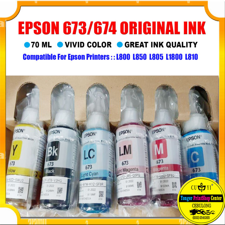 Original Ep 673/674 ink set 6color for L800 L805-CEBULONG CUYI | Lazada PH