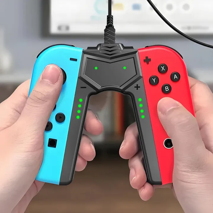 สำหรับ Switch OLED Joy-Con ที่จับชาร์จ Type C พร้อมไฟแสดงสถานะ ตัว ...