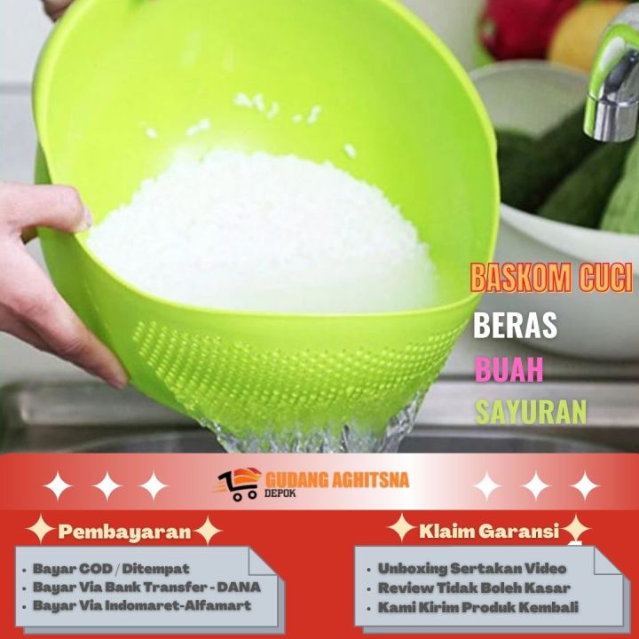 Baskom Pencuci Beras Alat Cuci Beras Buah dan Sayuran Wadah Cuci Beras ...