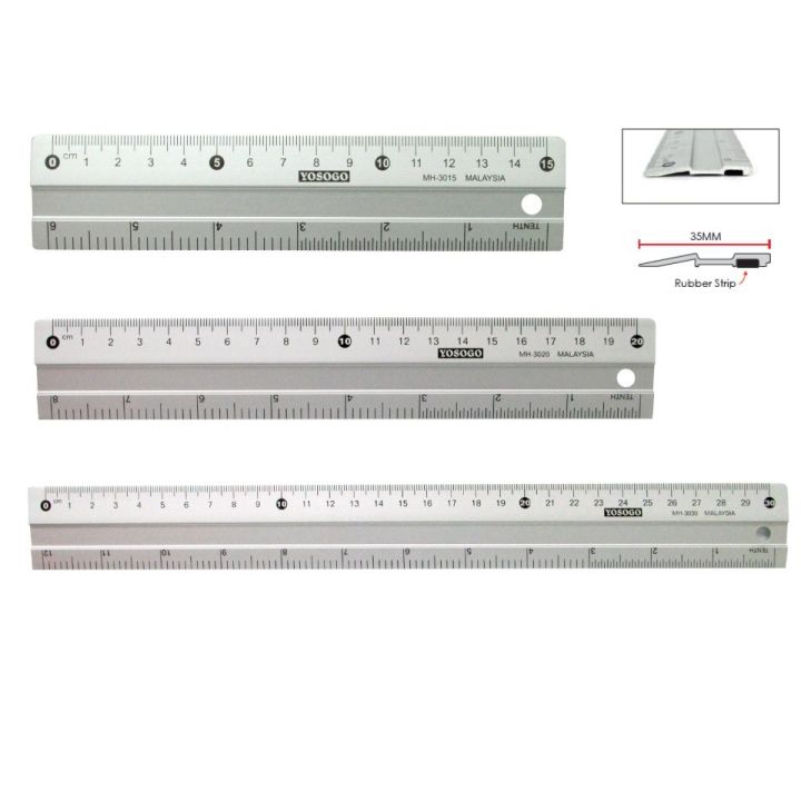 YOSOGO 10/20/30 SERIES ALUMINIUM RULER 15CM/ 20CM/30CM/45CM/60CM | Lazada
