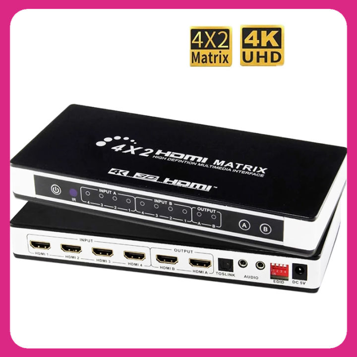 4K HDMI Matrix 4x2 Matrix with Audio 2x2 Matrix HDMI Matrix Switch 4 In ...