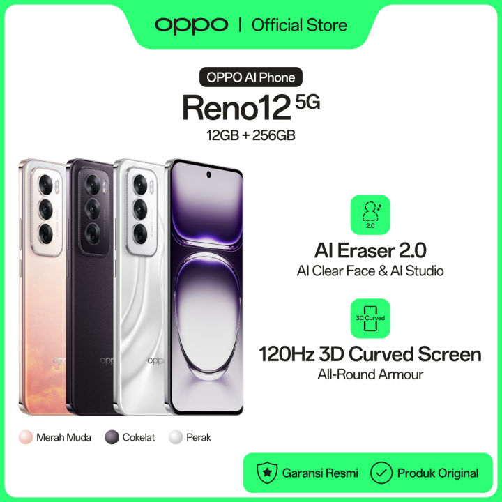 OPPO Reno12 5G 12GB/256GB [AI Eraser 2.0, 120Hz 3D Curved Screen, Mediatek Dimensity 7300, 80W ...