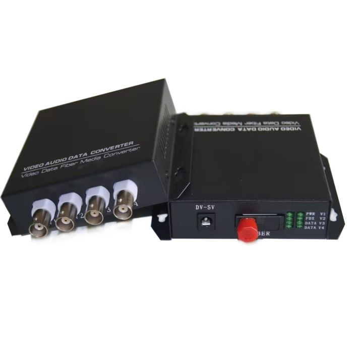 4 CH Video Fiber Optical Media Converters -4 BNC Transmitter Receiver ...