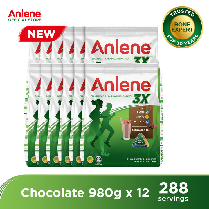 Anlene 3X Adult Milk Powder Chocolate 980G x12 | Lazada PH