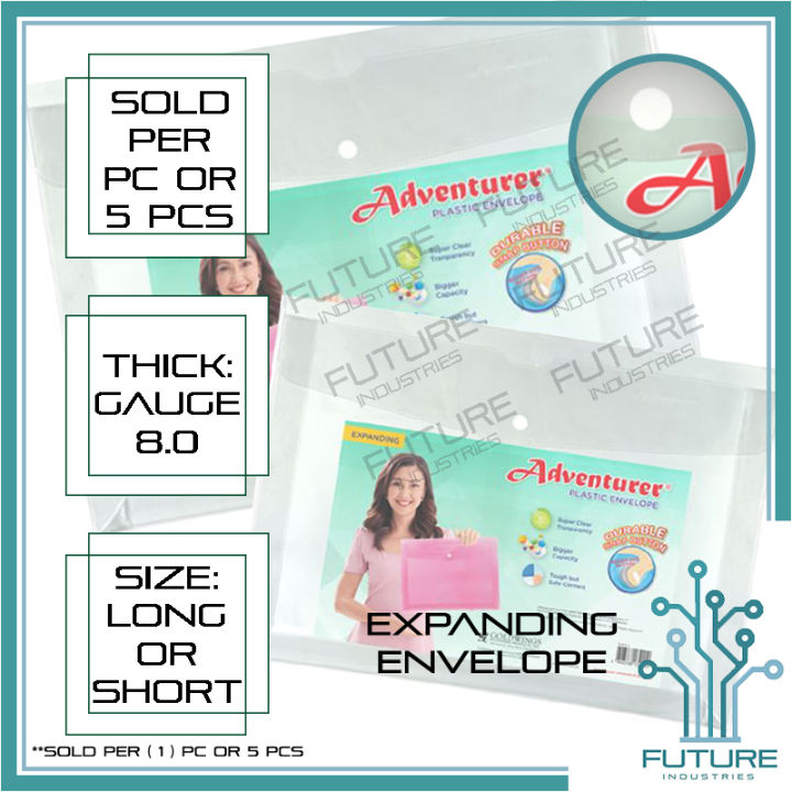 Adventurer Plastic Expandable Envelope Clear Expanding File Thick Long ...