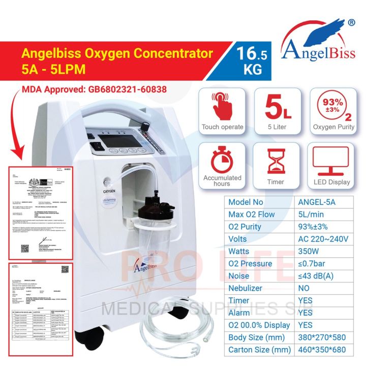 Angelbiss Oxygen Concentrator Angel-5A - 5LPM [READY STOCK] | Lazada