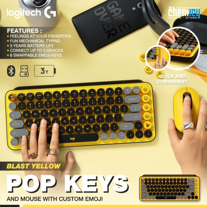 Logitech POP Wireless Mechanical Gaming Keyboard with Emoji Keys ...