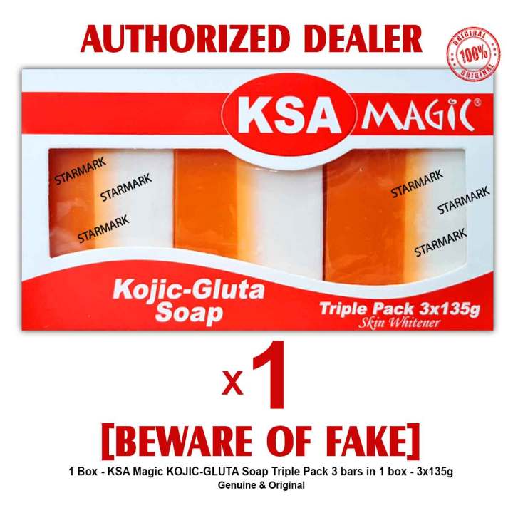 KSA Magic KOJIC GLUTA Soap Soaps 3 bars in 1 box Triple Pack 3x135g KSA ...