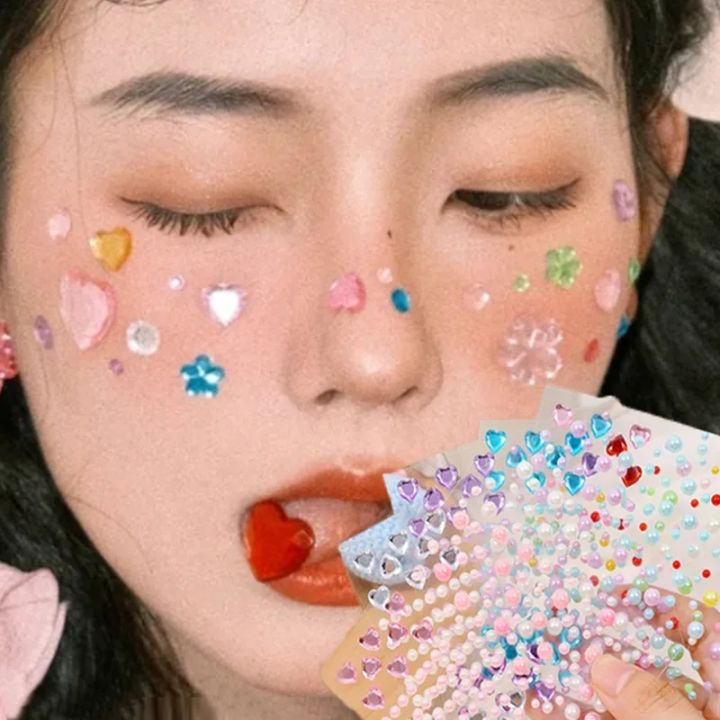 Pearl Love Heart Rhinestone Sticker 3D Crystal Gemstone Acrylic ...