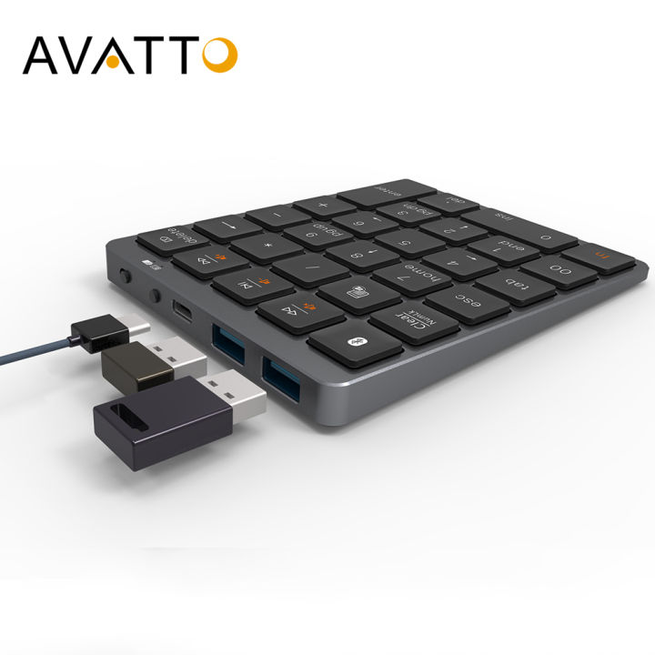 AVATTO Aluminum Alloy 28 Keys Bluetooth Wireless Numeric Keypad with ...
