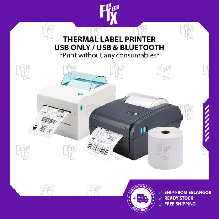 FunTechX Waybill Printer Thermal AWB A6 PDF USB Pos Laju J&T Sticker ...