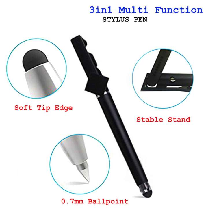 Stylus Pen 3 in 1 Pen Multi Function Touch Screen Ball-Point Pen & with Stand (Multi-color ...