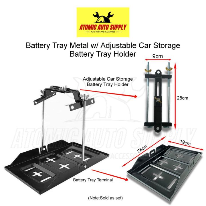 HEAVY DUTY UNIVERSAL BATTERY TRAY METAL W/ ADJUSTABLE CAR STORAGE ...
