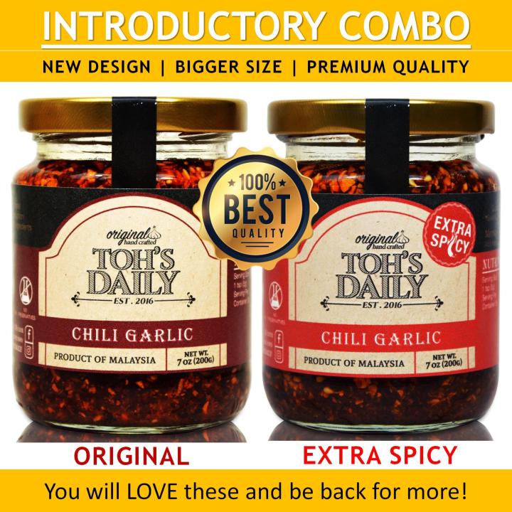 TOH'S DAILY Chili Garlic Original and Extra Spicy Combo, 200g each | Lazada