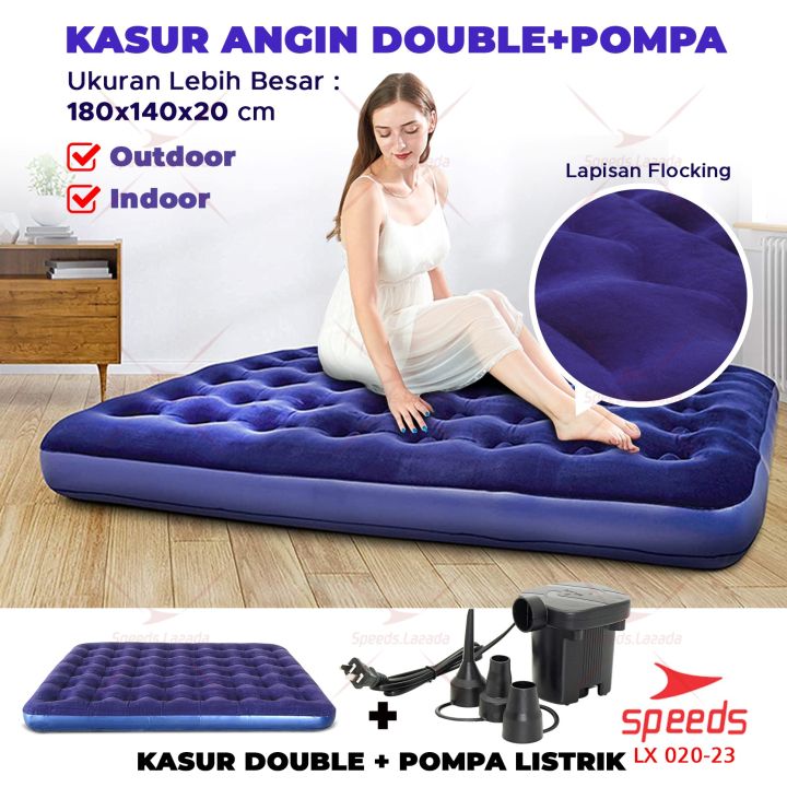 SPEEDS Matras Angin Single/Double Kasur Tiup Air Sleeping Bed Outdoor ...