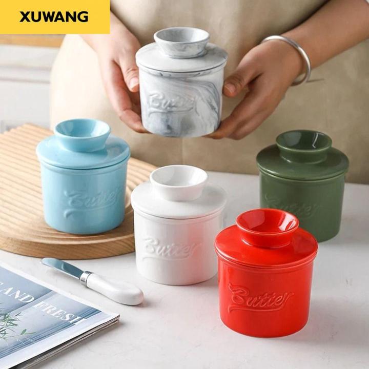 XUWANG MALL Keep Fresh Butter Bell Crock Glossy Finish Handmade Butter ...