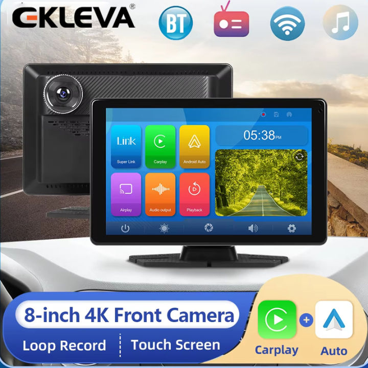 EKLEVA 8 inch Car DVR Dash Cam 4K Front Camera Wireless Carplay Android ...