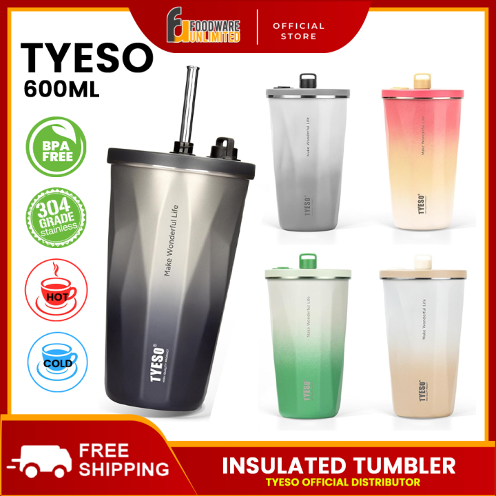 Tyeso 600ML Coffee Mug Stainless Steel Gradient Insulated Vacuum Tumbler with Straw WaterBottle ...
