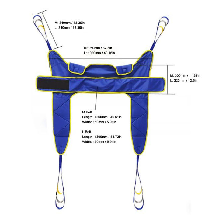 Patient Lift Sling Lightweight Adjustable Back Support Breathable ...