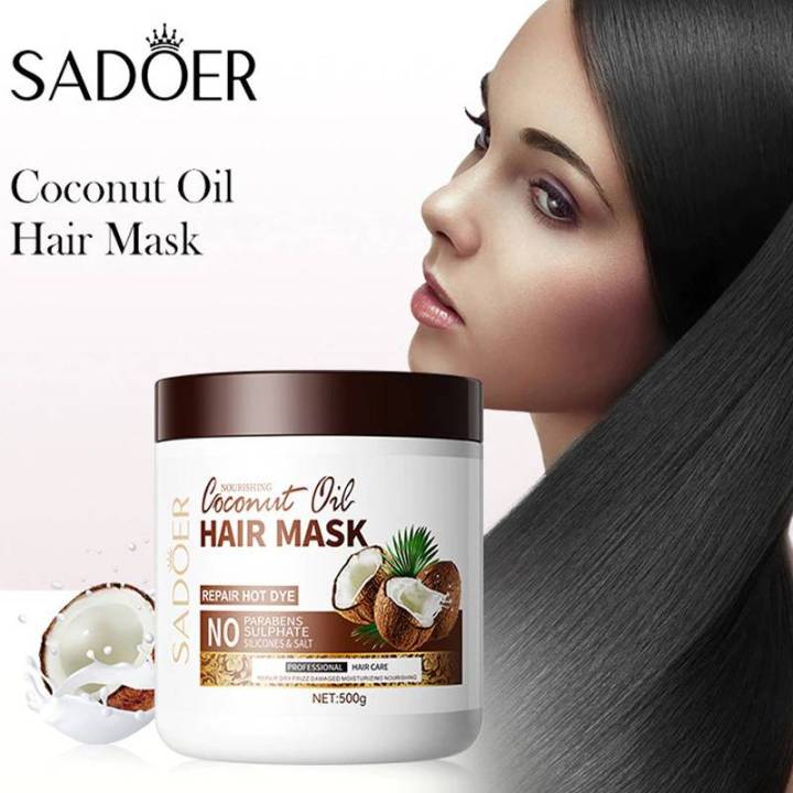 SADOER Coconut Oil HAIR MASK ครีมหมักผม บำรุงผมสวยด้วยน้ำมันมะพร้าว ให้ความชุ่มชื้น 500g ...