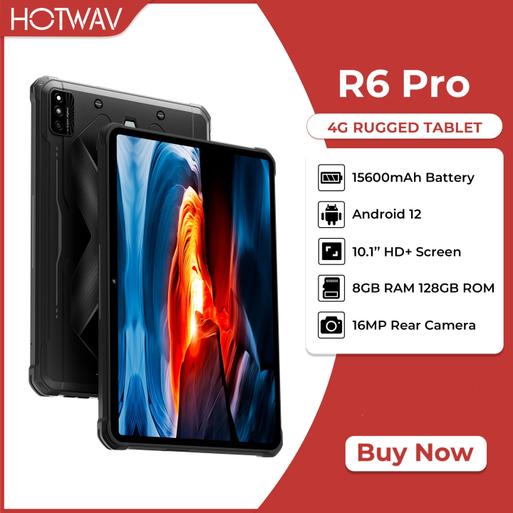 HOTWAV R6 Pro Rugged Tablet 15600mAh Android 12 10.1 Inch HD+ Pad 8GB 128GB Octa Core 16MP ...