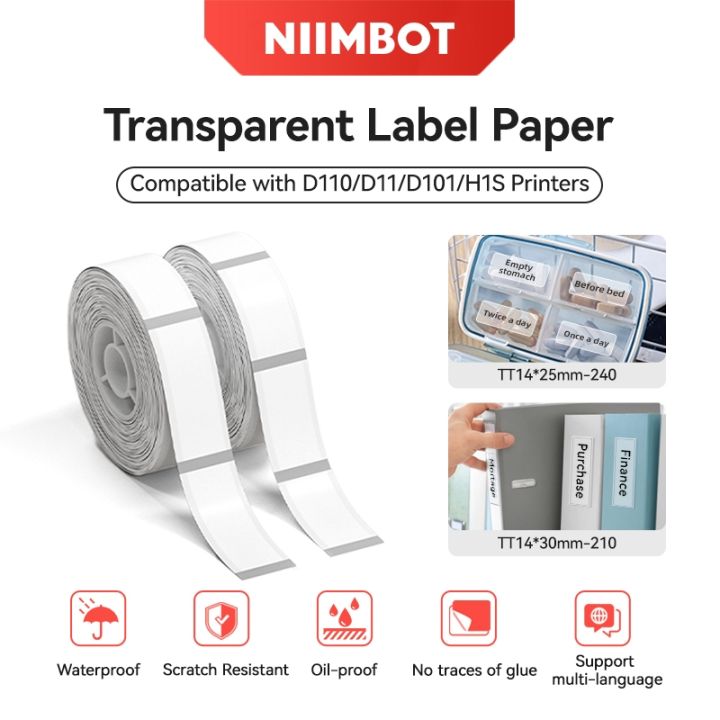 NIIMBOT D11 / D110 / D101 กระดาษสติกเกอร์โปร่งใสความกว้าง 12-15 มม. สติกเกอร์กันน้ําในครัวเรือน ...