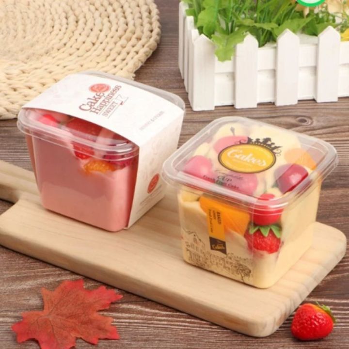 RORA - 380ML / 400 ML Transparent Plastic Mousse Cup Square Food Cups ...