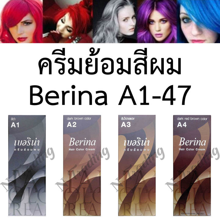 เบอริน่า ครีมย้อมผม ปริมาณสุทธิ 60 กรัม / Berina Hair Color Cream Net ...