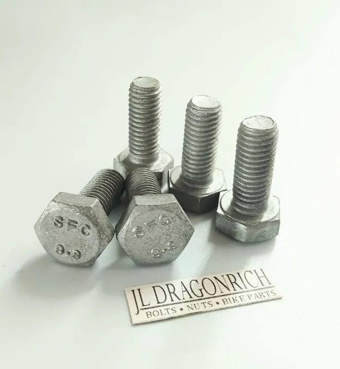 1-5PCS M10 [1.5P] G8.8 Hot Dipped Galvanized Hexagonal Head Hex Bolt ...