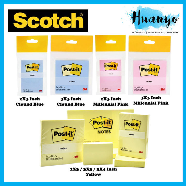 3M Scotch Post-it Yellow / Cloud Blue / Millennial Pink [Sticky Notes ...